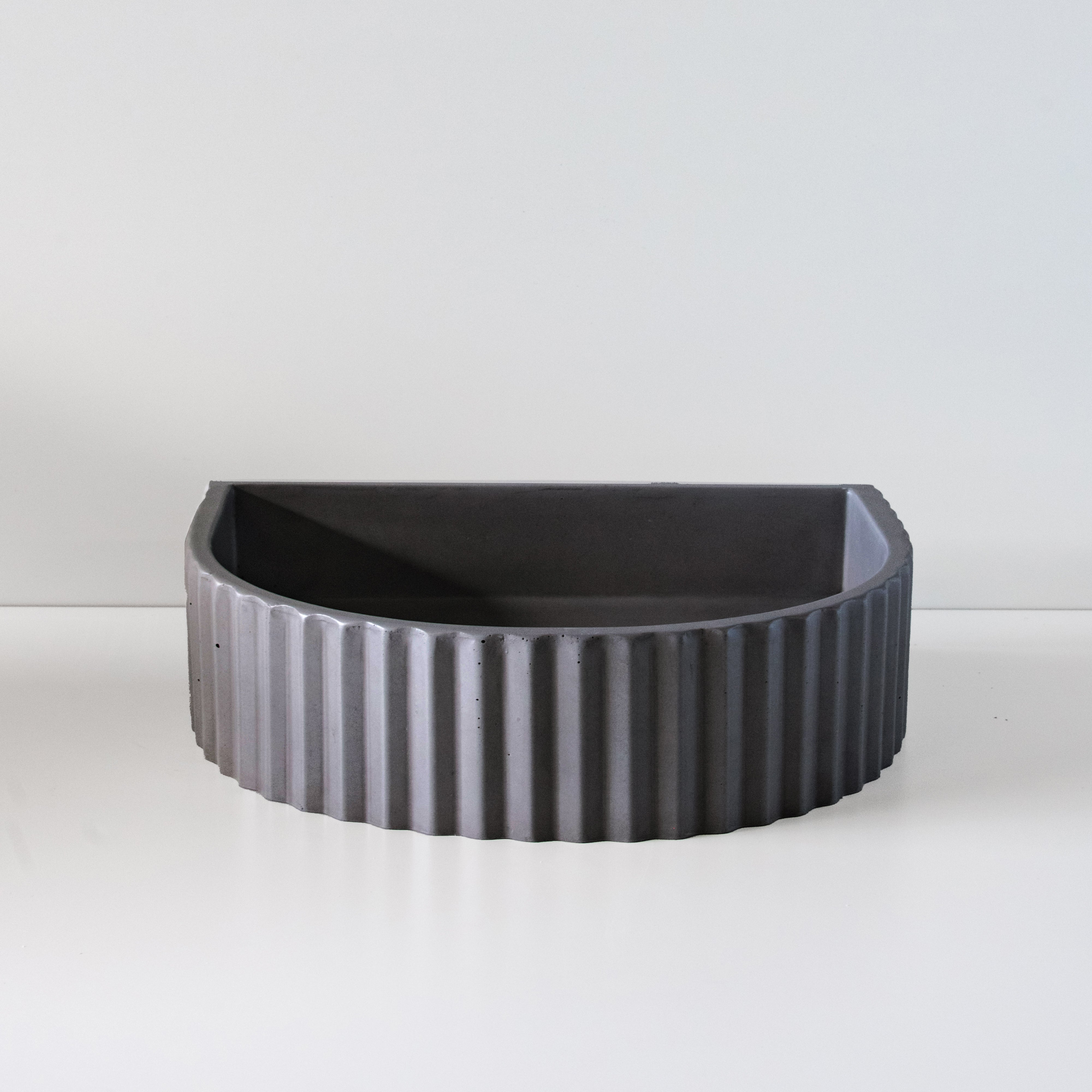 Elegant Concrete Basin Half Moon Ribbed | Sticks & Stone Co