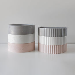 Elegant Concrete Basin Half Moon Ribbed | Sticks & Stone Co