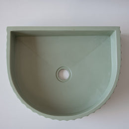 Elegant Concrete Basin Half Moon Ribbed | Sticks & Stone Co